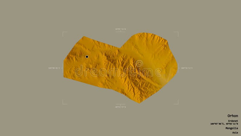 Orhon - Mongolia. Bounding Box. Relief Stock Illustration ...