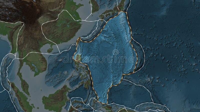 Philippine Sea Plate Highlighted. Patterson Cylindrical. Topografic ...