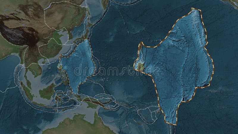 Philippine Sea Plate Extracted. Patterson Cylindrical. Topografic Stock ...