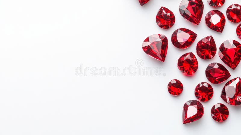 An Area with Scattered Ruby Gemstones Contrasts Against a White ...