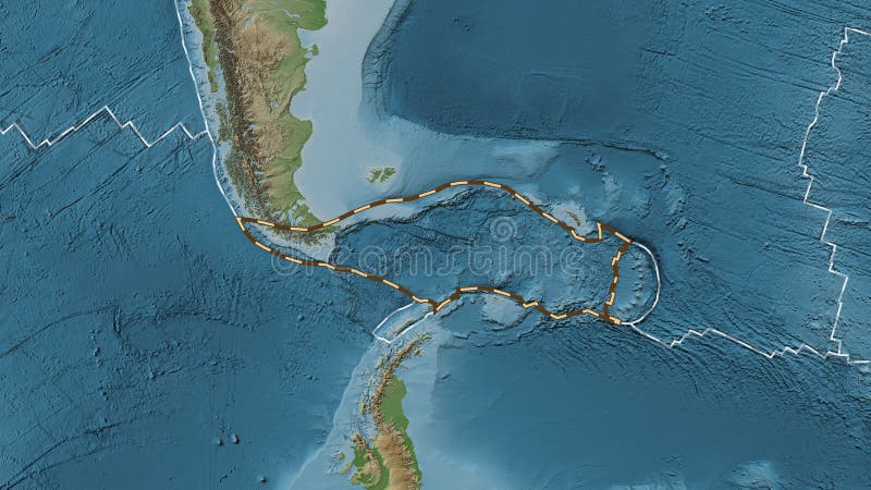 Scotia Plate Dashed. Patterson Cylindrical. Topografic Stock ...