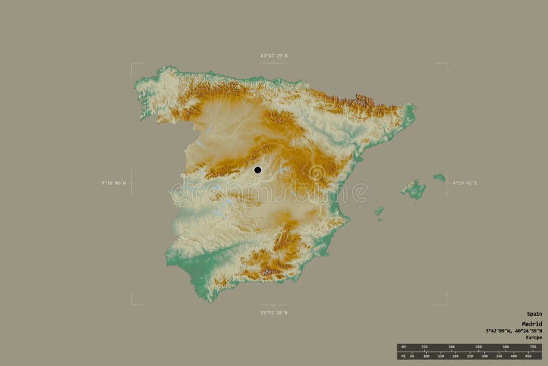 Spain relief map stock vector. Illustration of bilbao - 97189099