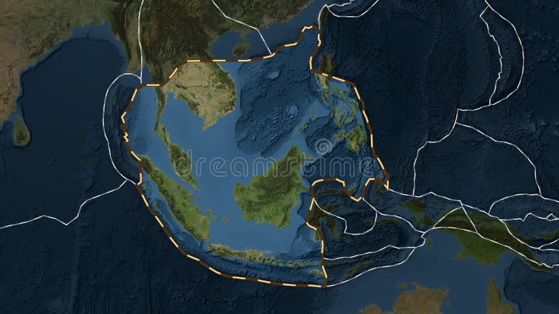 Sunda Plate Highlighted. Patterson Cylindrical. Satellite Stock ...