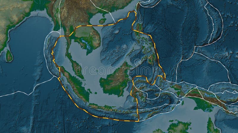 Sunda Plate Dashed. Patterson Cylindrical. Physical Stock Illustration ...
