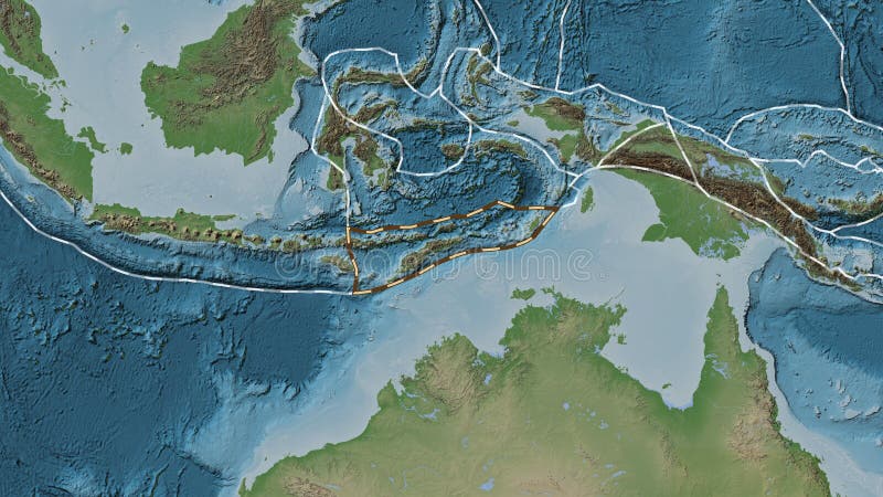 Timor Plate Dashed. Patterson Cylindrical. Topografic Stock ...