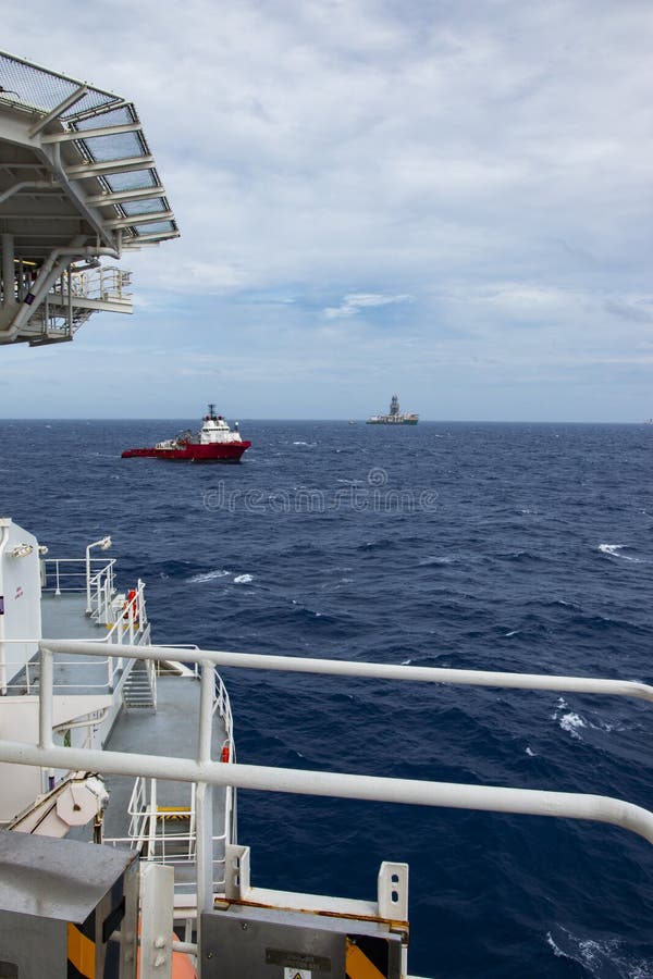Area of Work Offshore on the High Seas Stock Image - Image of energy ...