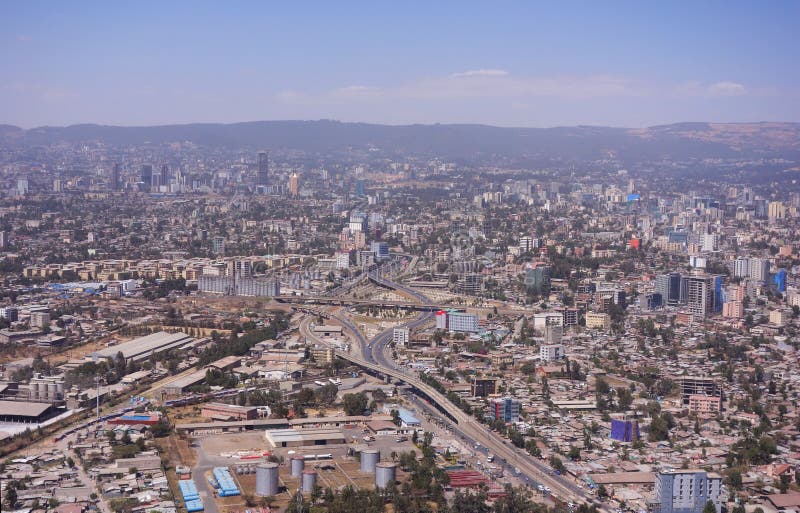 Areal view of Addis Ababa stock image. Image of african - 152421195