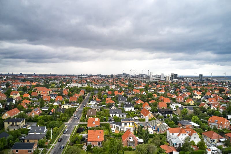 Areas of Housing in the City in Denmark Stock Photo - Image of evening ...