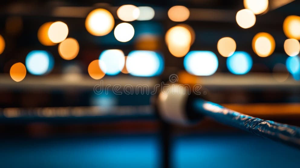 An Arena with a Blurry Spectator and a Stadium Light in a Boxing Arena ...