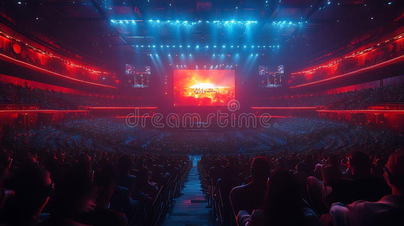 Arena Concert Crowd Watching Vibrant Stage Show Stock Illustration ...