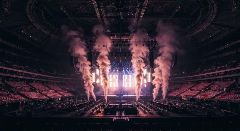 Arena Concert Stage Setup Dramatic View of a Concert Stage in a Large ...
