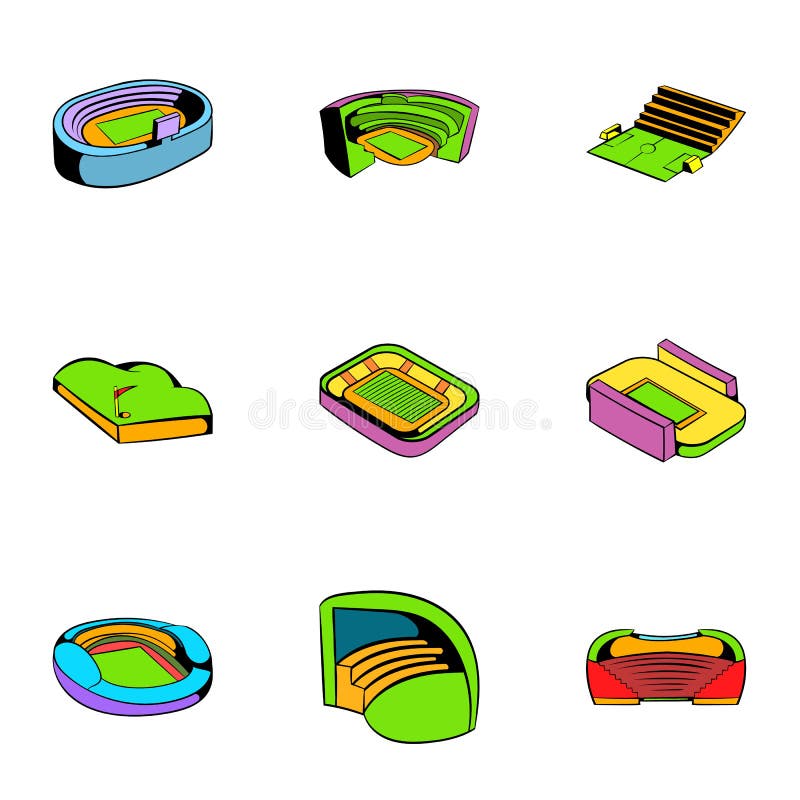 Arena Icons Set, Cartoon Style Stock Vector - Illustration of ...