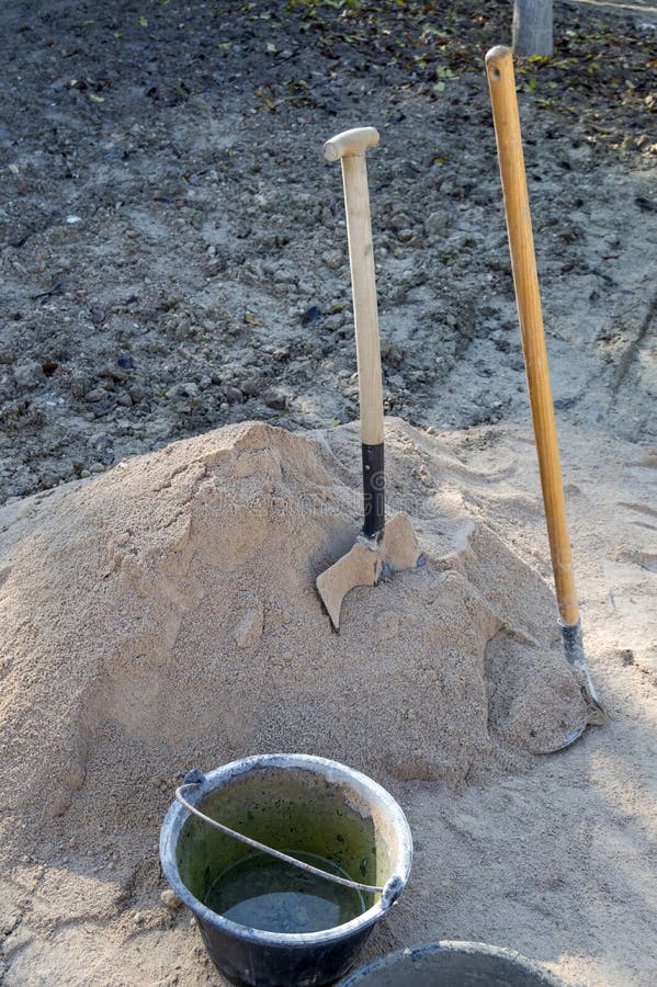 Arena and tools stock image. Image of shovel, sand, architecture - 47775443