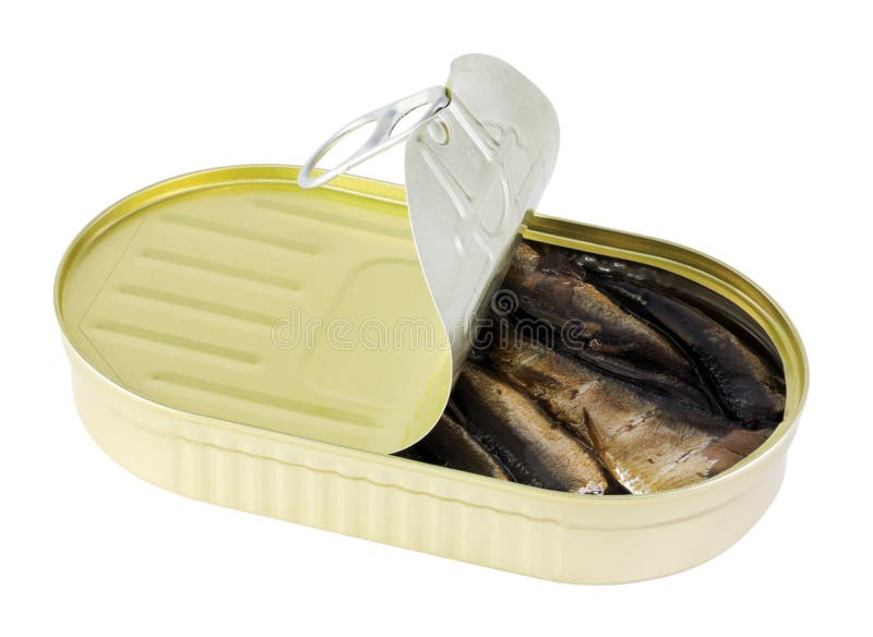 Os Peixes Do Arenque Pequeno Enlataram Isolado Foto de Stock - Imagem ...