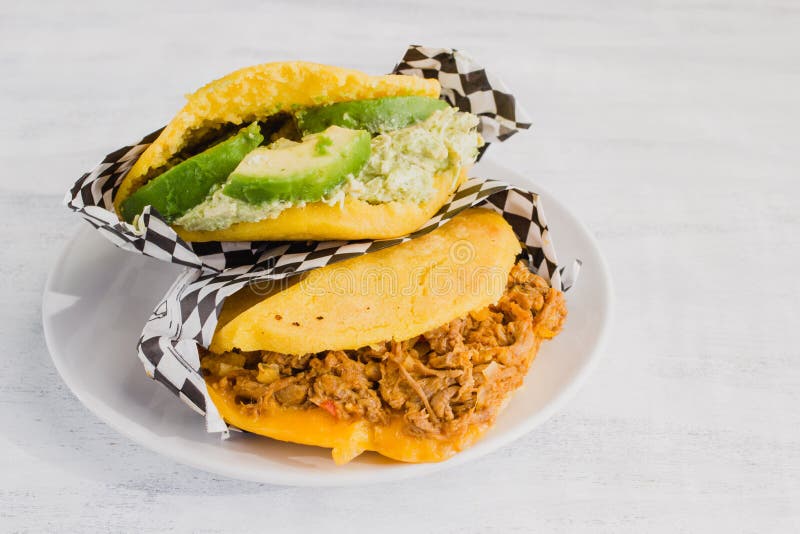 Arepa on a White Background, Side View Stock Image - Image of food ...