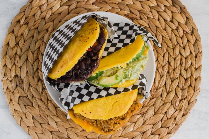 Arepas on a Rustic Background Stock Image - Image of flatlay, fast ...