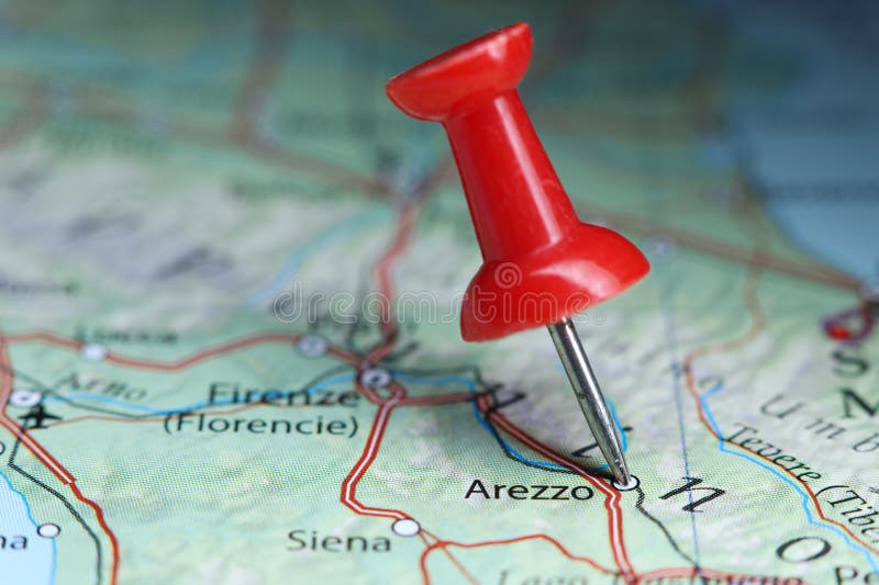 Arezzo, Italy pin on map stock image. Image of location - 367556961