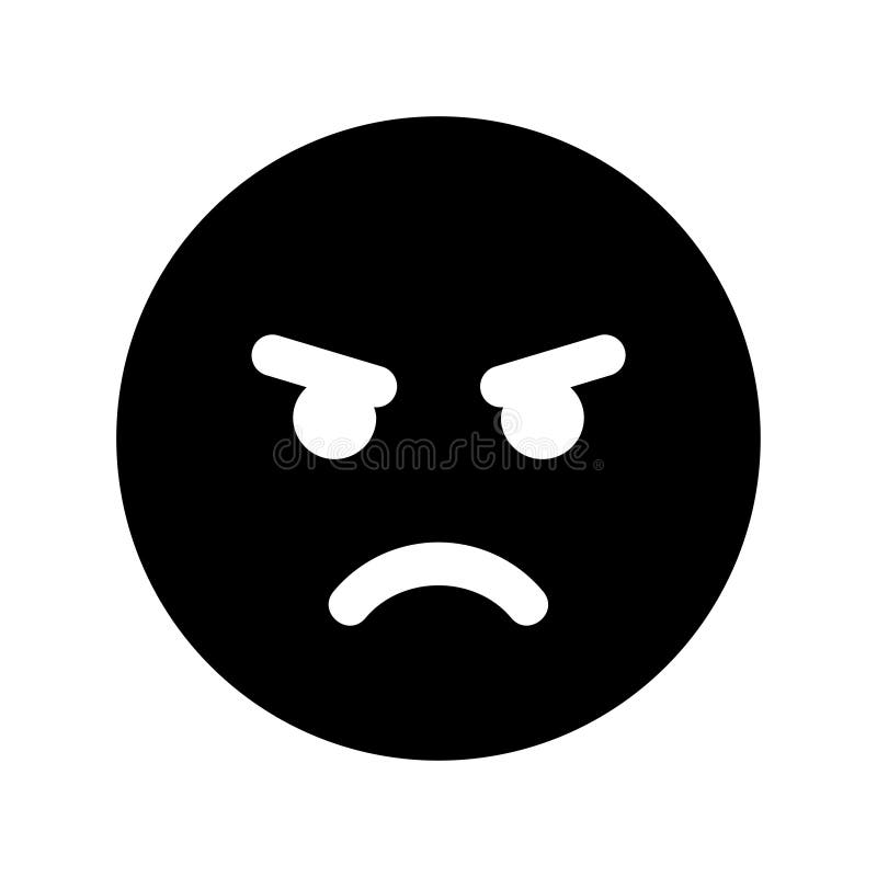 Arg Emoji-ikon. Rund Ond, Ondskefull Ansiktsuttryckssymbol. Vektor ...