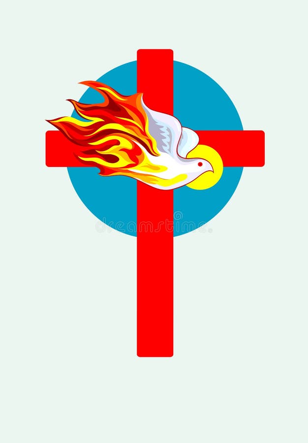 Kyrklogotyp. Kristna Symboler. Jesu Kors Och Duvan – Den Helige Ande ...