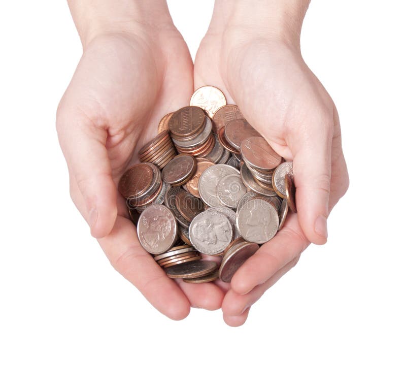 Argent dans les mains. photo stock. Image du mains, argent - 27635820