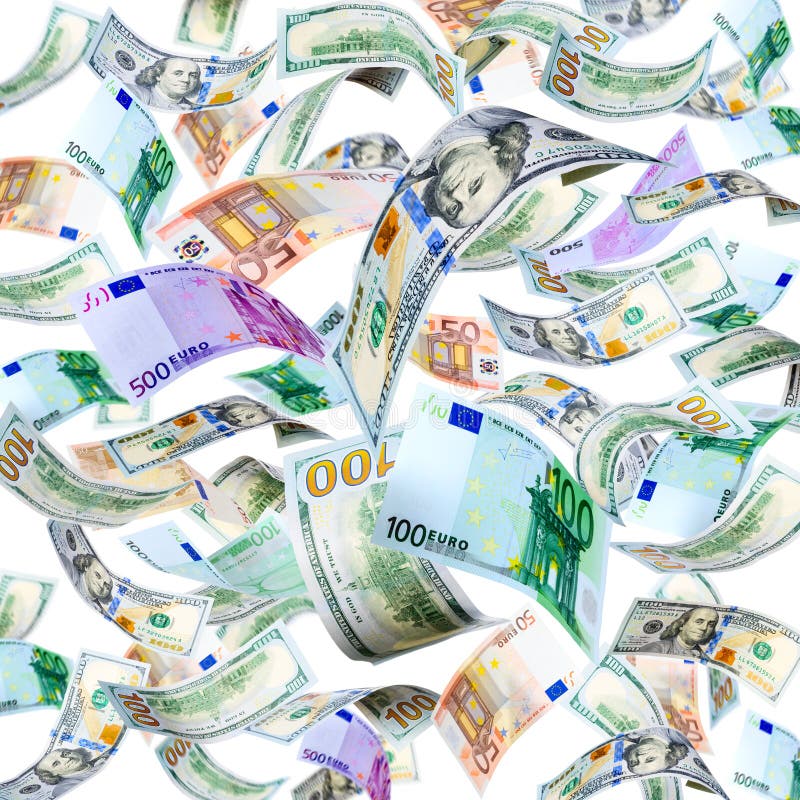 Euro argent volant photo stock. Image du euro, mouvement - 12755394