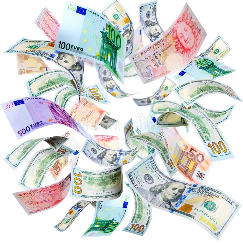 Euro argent volant photo stock. Image du euro, mouvement - 12755394