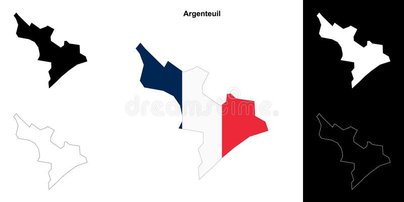 Argenteuil outline map stock vector. Illustration of detailed - 361894785
