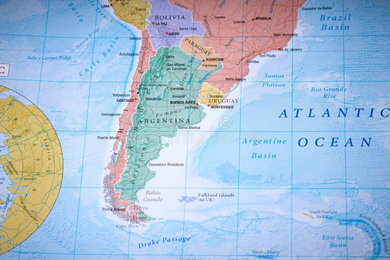 Argentina Chile on World Map Close Up Stock Photo - Image of graphic ...