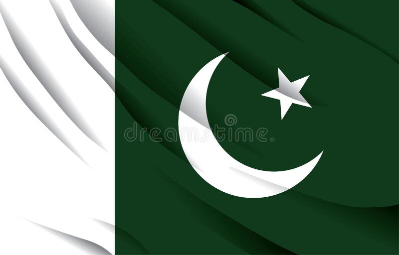 Pakistan National Flag Waving Realistic Vector Illustration Stock ...