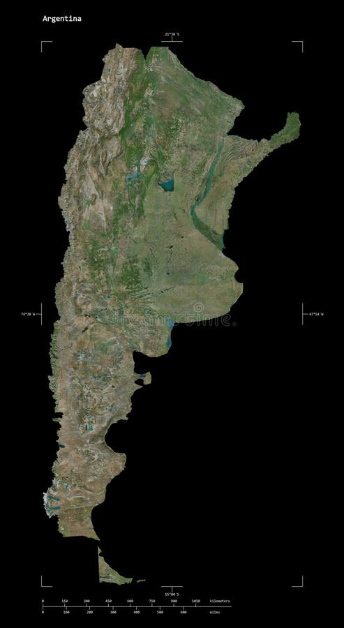 Argentina Shape on Black. High-res Satellite Stock Illustration ...