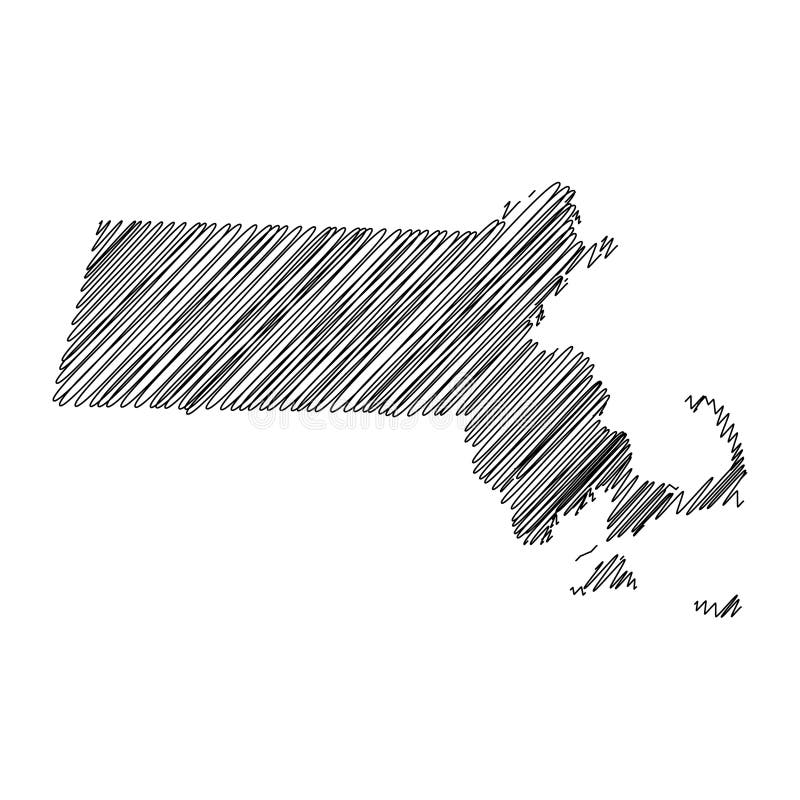 Massachusetts US State Thread Map Line Vector Illustration Stock Vector ...