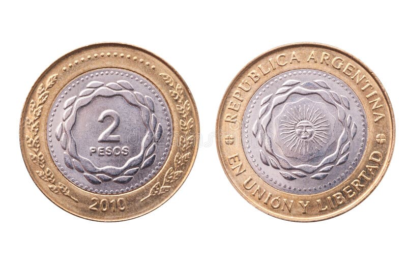 Argentina, Two Pesos Coin, Clipping Path. Stock Image - Image of ...