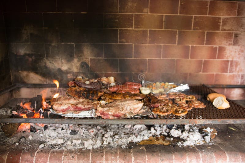 Argentine Asado Barbecue Close Up Stock Photo - Image of fire, cooking ...