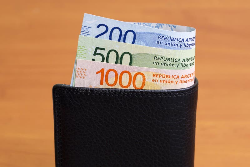 Argentine Peso in the Black Wallet Stock Photo - Image of peso, closeup ...