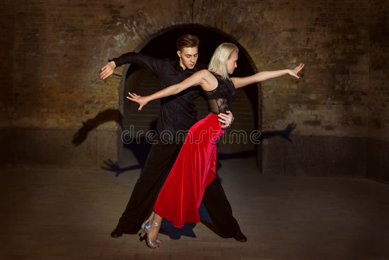 Passionate Dancers Dancing Tango. Stock Image - Image of partner ...