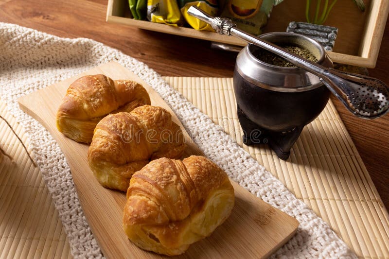 Argentinian Breakfast. Delicious Croissants with Mate Stock Photo ...