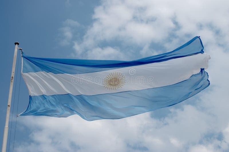 Argentinian Flag on a Blue Sky Stock Image - Image of national, country ...