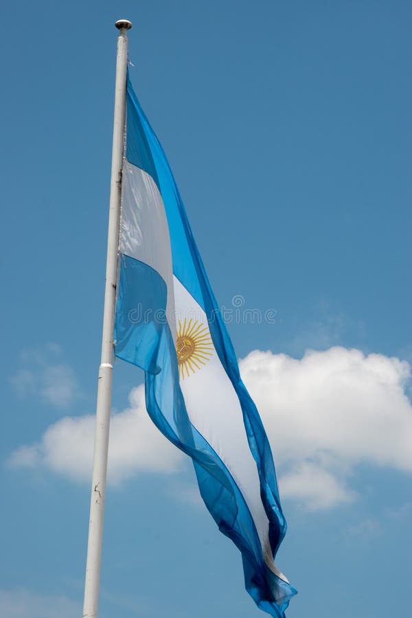 Argentinian Flag on a Blue Sky Stock Image - Image of national, state ...