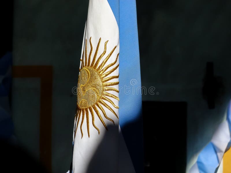 Argentinian Flag with the Golden Sun Editorial Stock Image - Image of ...