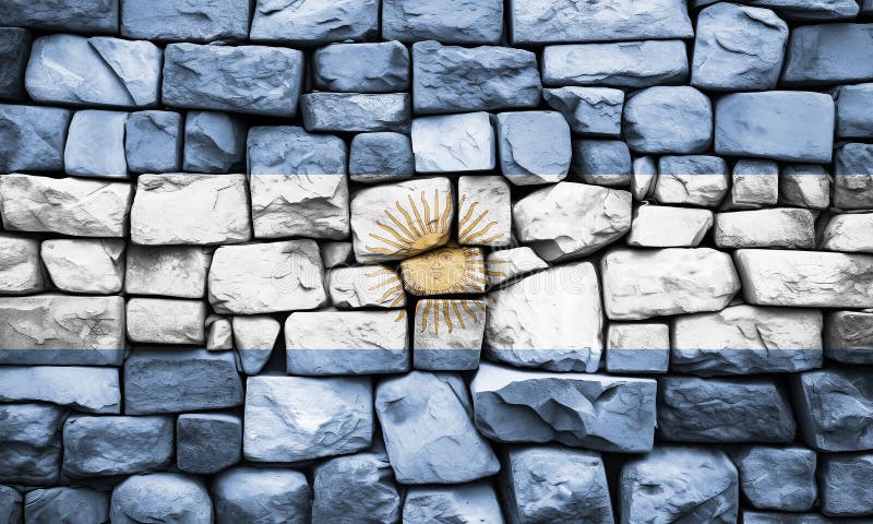 Argentinian Flag Painted on a Stone Brick Wall Stock Image - Image of ...