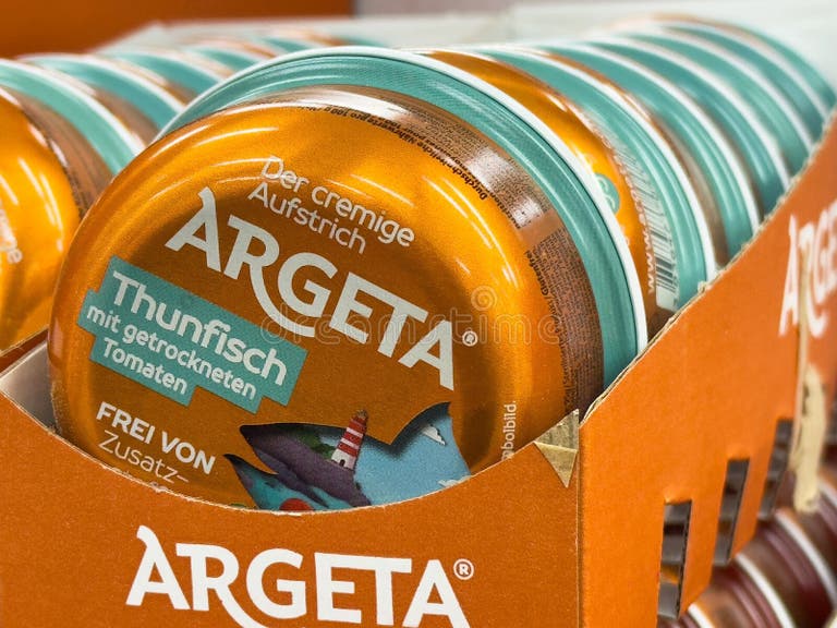 Argeta Tuna Spread Packaging in Cardboard Display with German Labeling ...