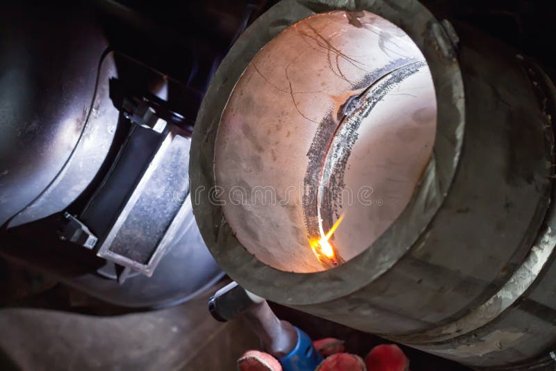 Argon Arc Welding Control Sample of Carbon Steel Pipes Stock Image ...