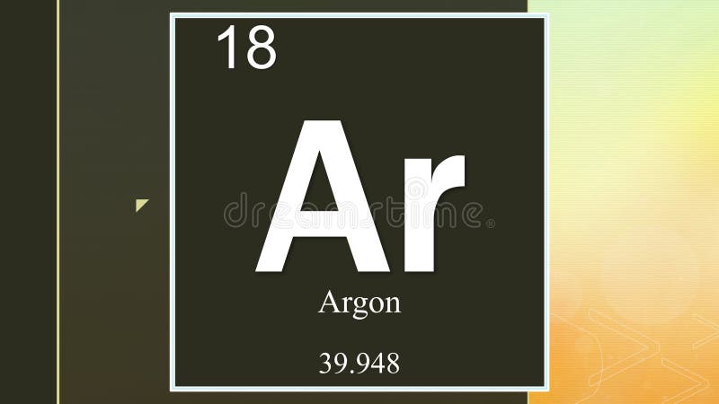 Argon Chemical Element Symbol on Black Yellow Solid and Gradient ...