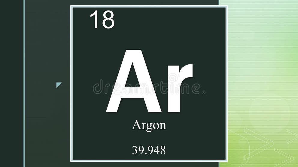 Argon Chemical Element Symbol on Green Solid and Gradient Background Stock Illustration ...