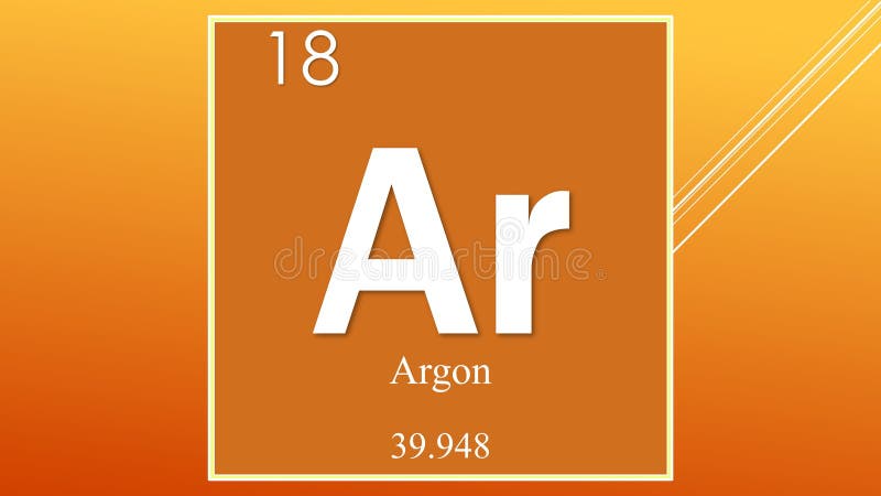 Argon Chemical Element Symbol on Orange Abstract Background Stock ...