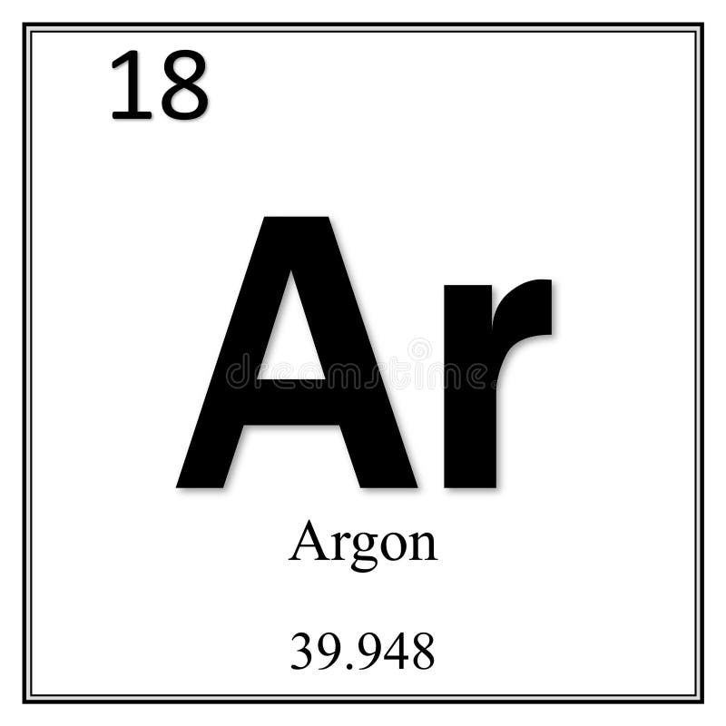Argon Chemical Element Symbol on White Background Stock Illustration ...