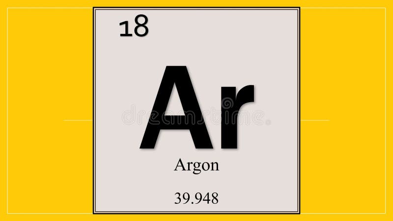 Argon Chemical Element Symbol on Yellow Abstract Background Stock ...