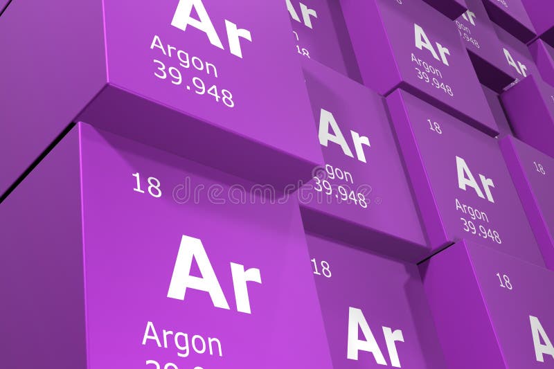 Argon, 3D Rendering Background of Cubes of Symbols of the Elements of ...