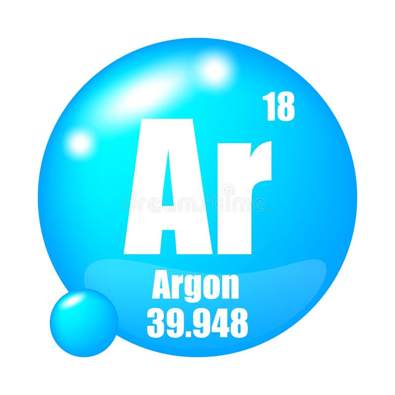 Argon Element Icon. Ar Atomic Symbol. Atomic Number 18. Atomic Mass 39. ...
