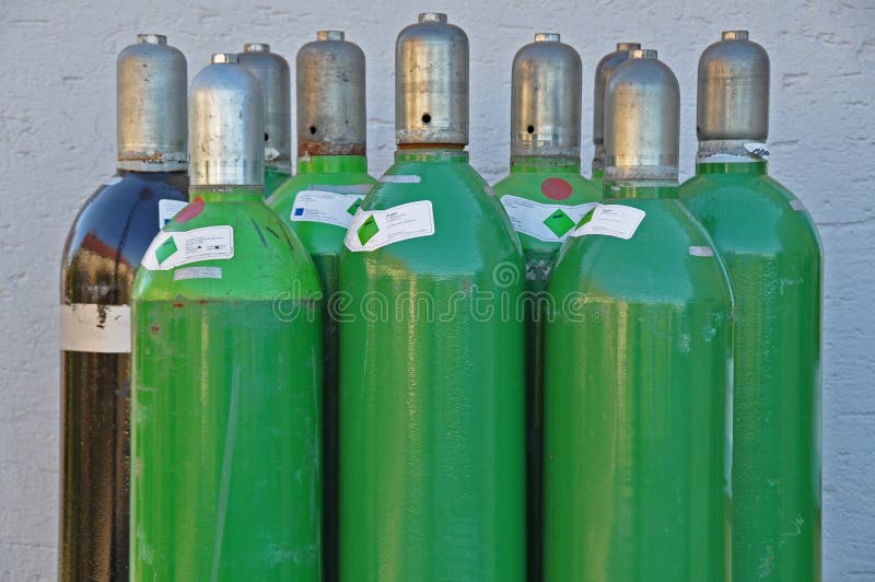 Argon gas bottles stock image. Image of sign, carogen - 16904481